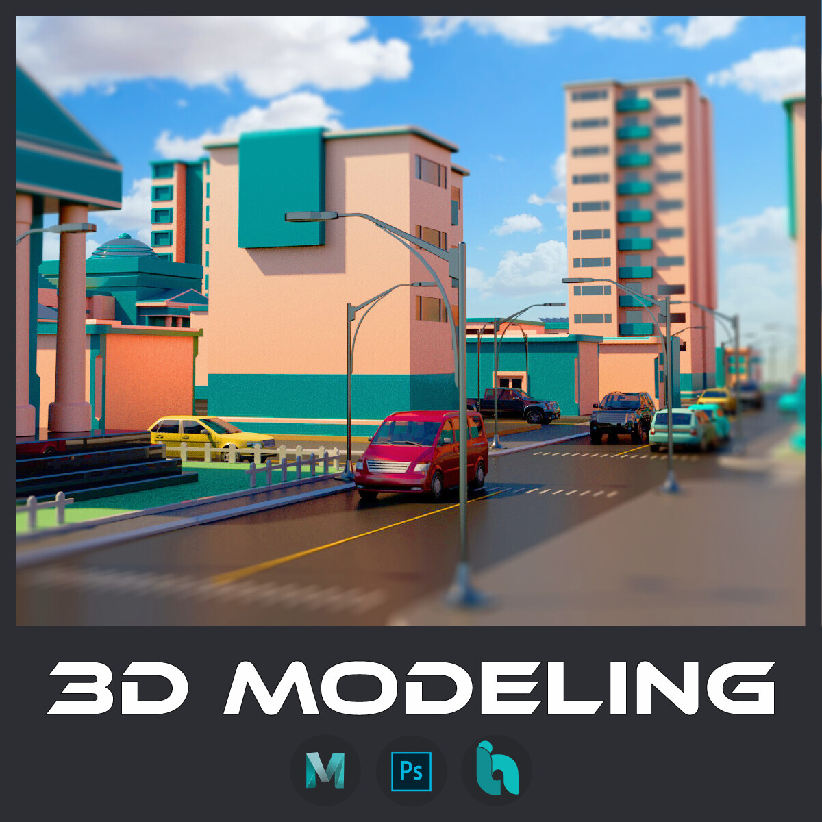 ArtStation - Low Poly City, created in Autodesk Maya 2022 and prepped ...