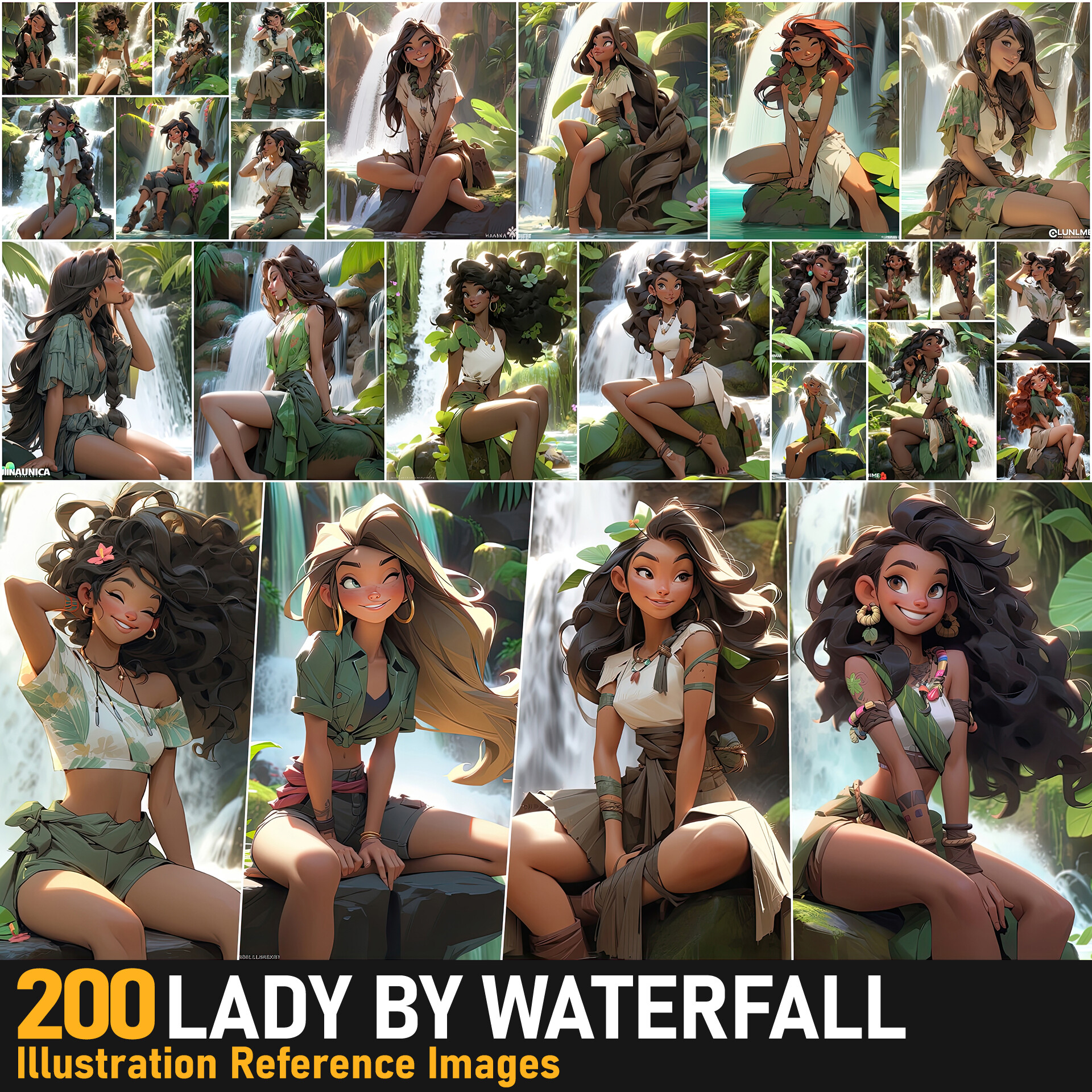 ArtStation - Lady By Waterfall VOL.38|4K Reference Images