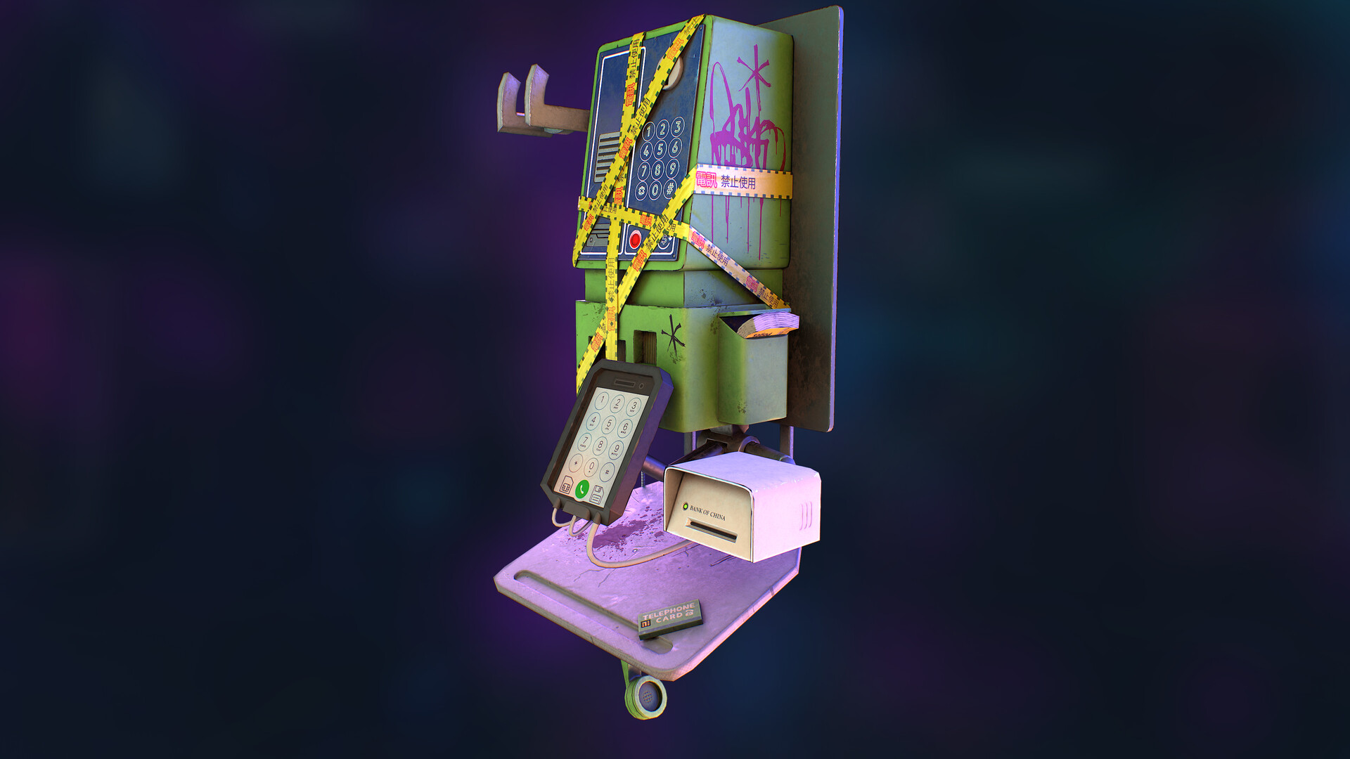 ArtStation - Futuristic Phone Booth Stylized