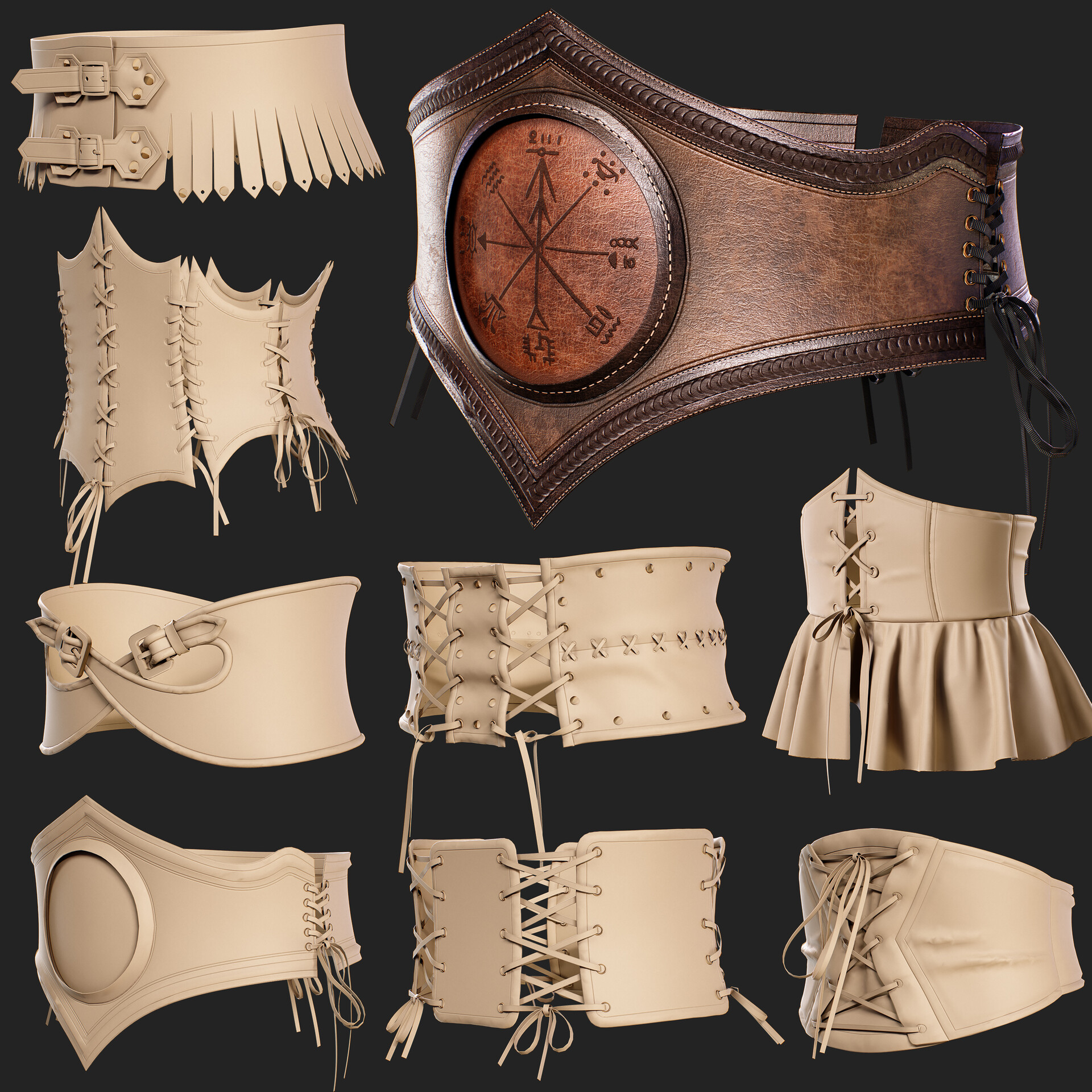 ArtStation - 8 Medieval Women's Belt/Marvelous Designer-Clo3D(ZPRJ ...