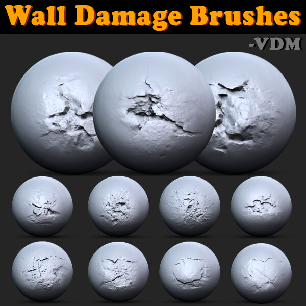 ArtStation - Wall Damage Brushes for Zbrush