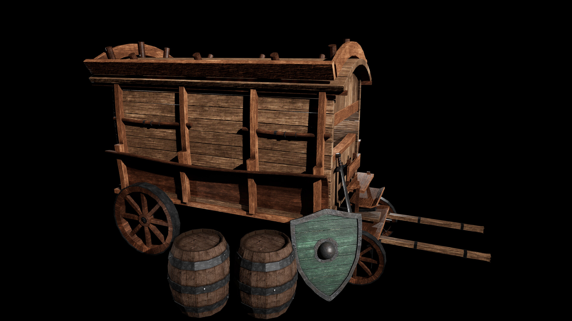 ArtStation - Low-Poly Wooden Cart 3D Model