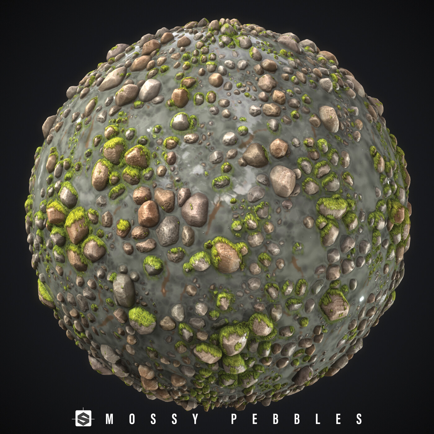 ArtStation - Stylized Mossy pebbles - Substance 3D Designer