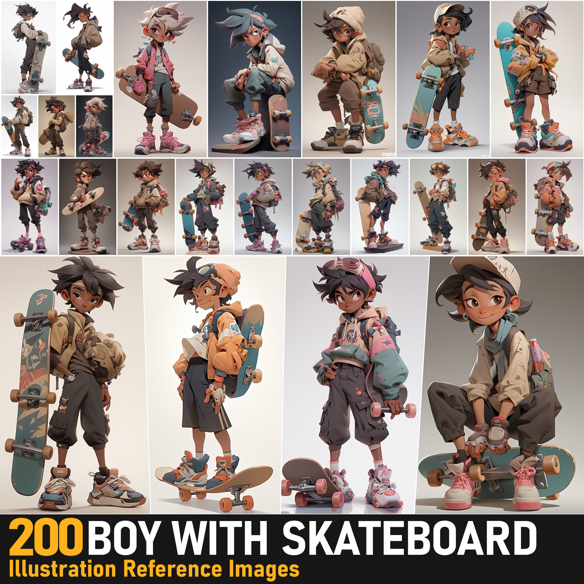 ArtStation - Boy With Skateboard VOL.44| 4K Reference Images