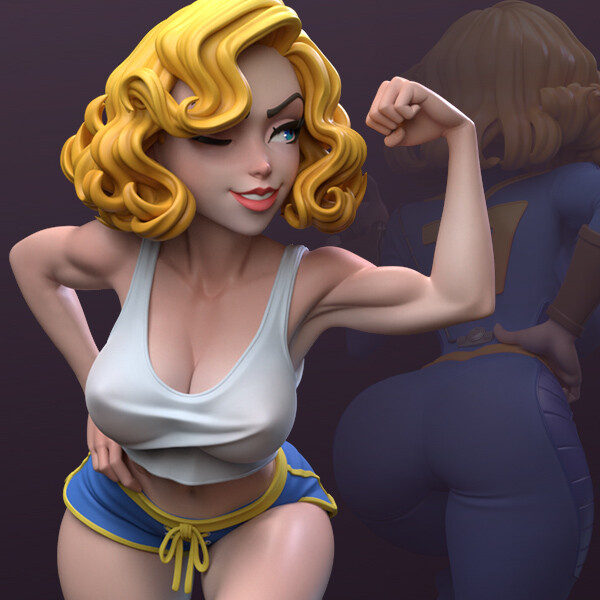 Dinamuuu 3D - Vault Girl, Fallout 3D Print Model STL