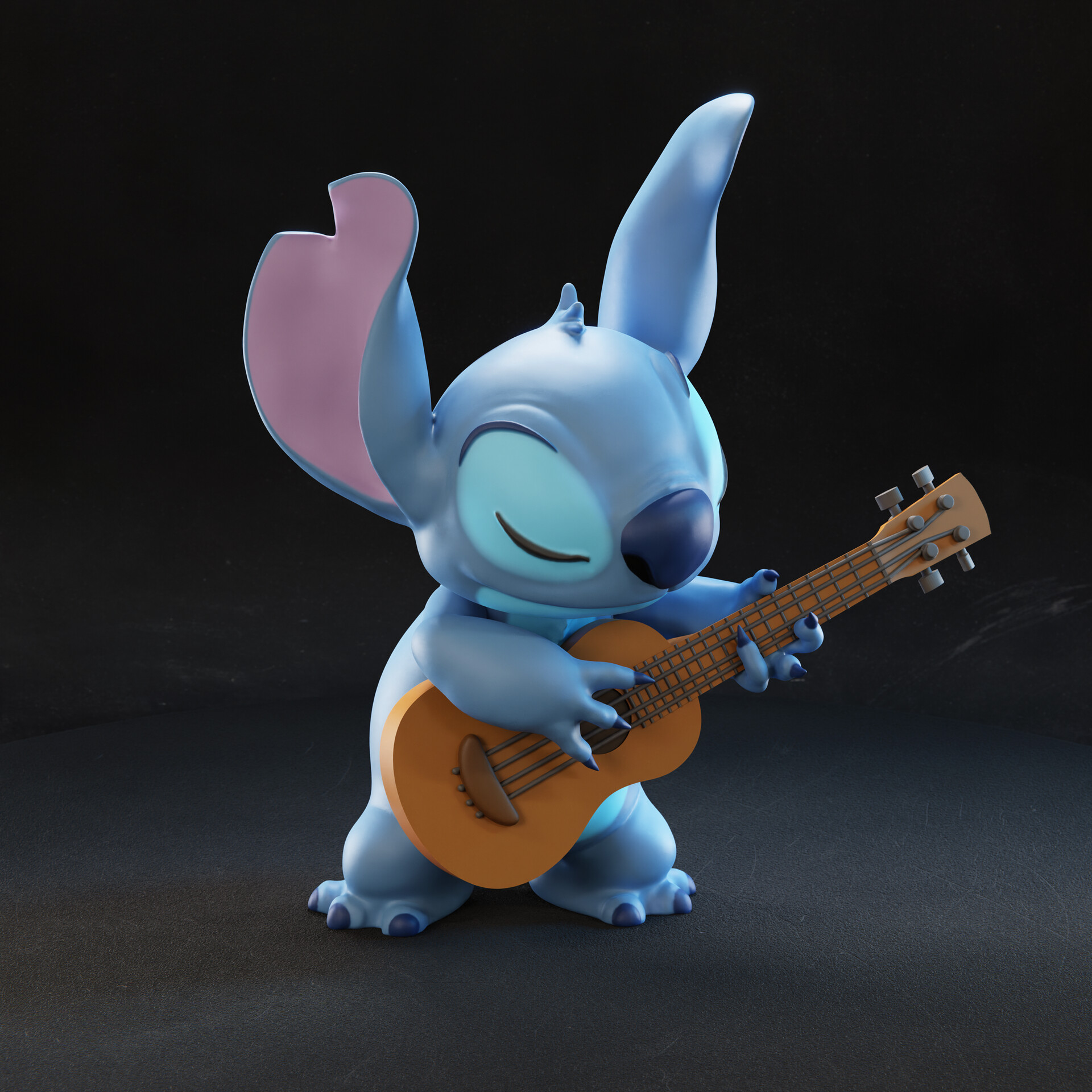 ArtStation - Lilo and Stitch - Stitch with Ukulele Statue Design