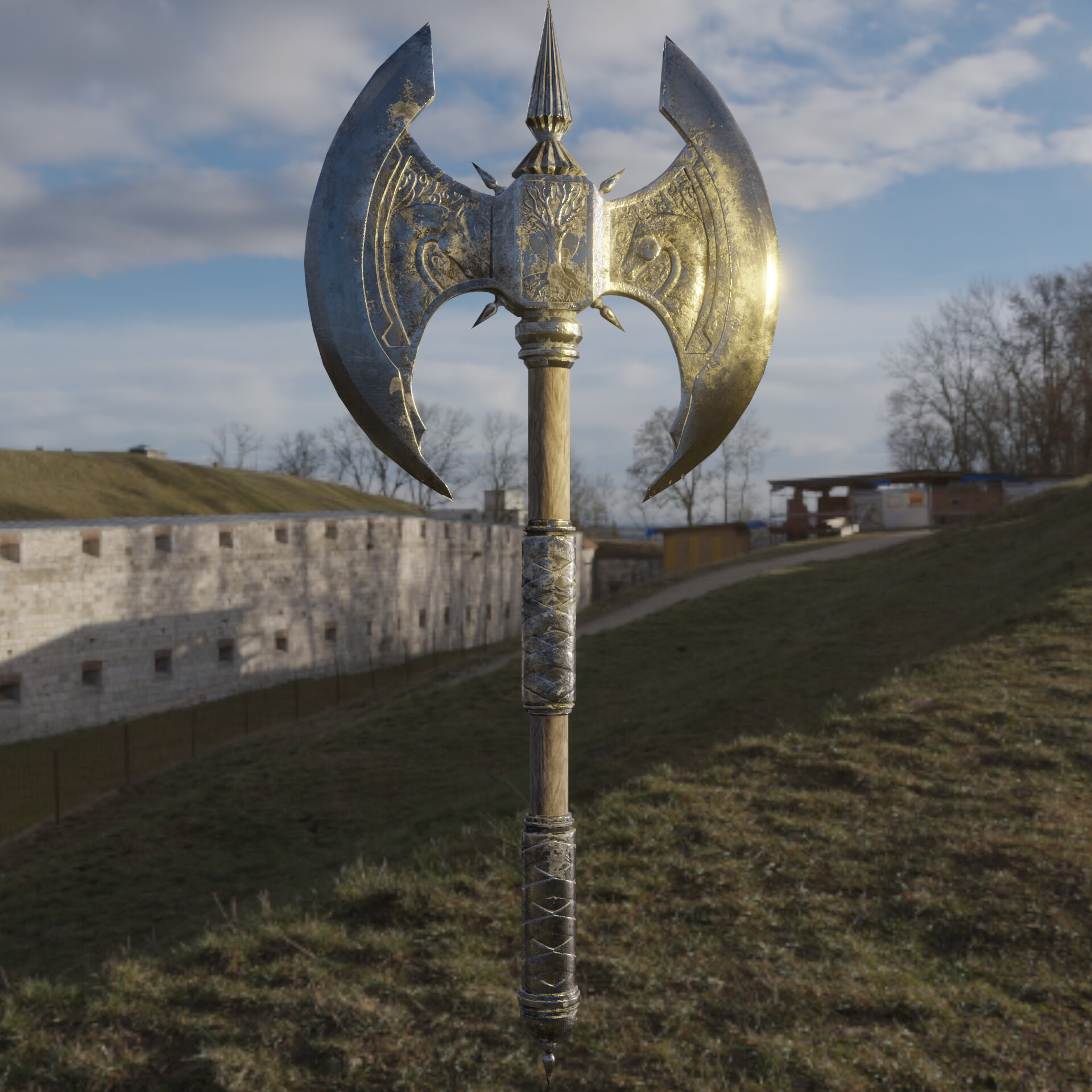 ArtStation - Low Poly PBR Labrys Axe