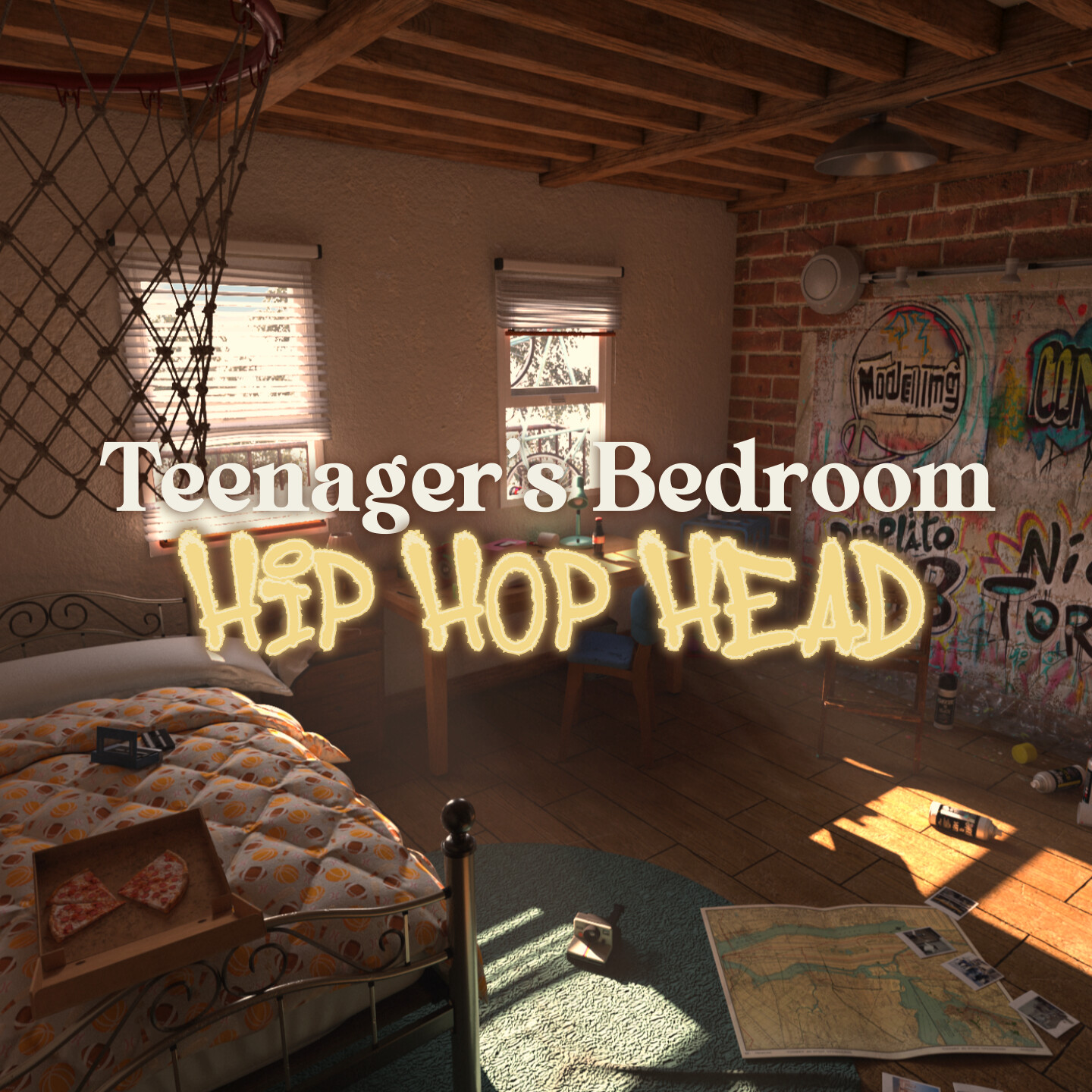 ArtStation - Teenager's Hip Hop Bedroom - 3D Interior Enviroment