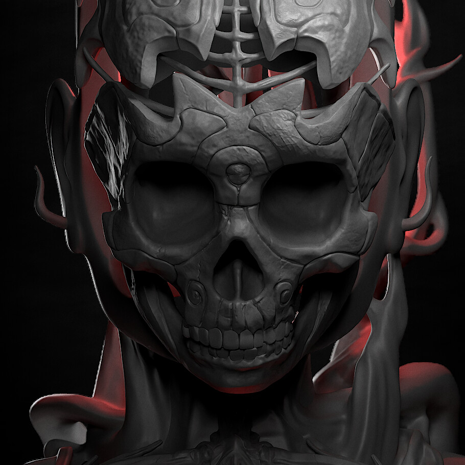 ArtStation - Sculpture-statue Skull Man