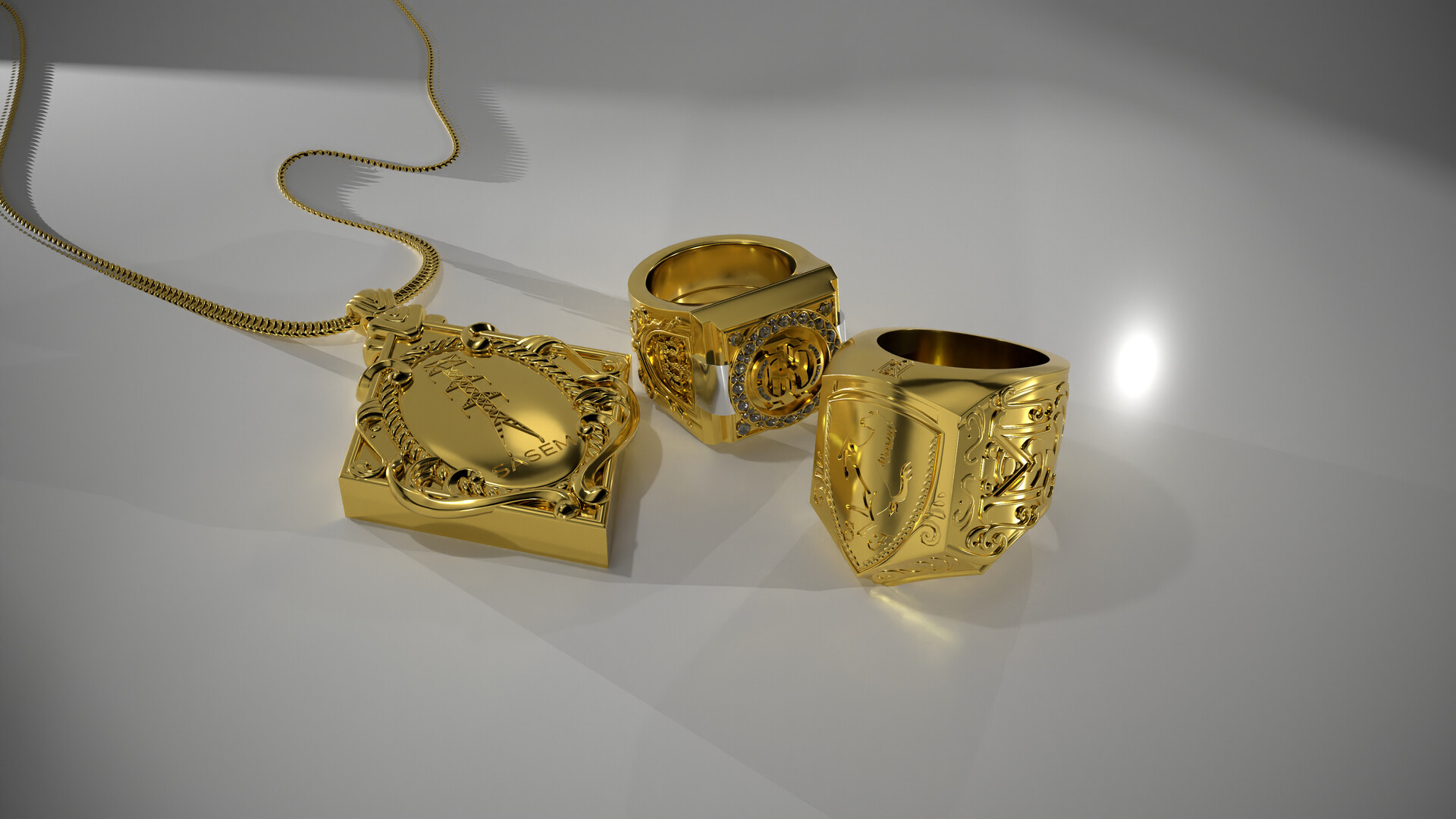 ArtStation - Varios anillos y joyeria.