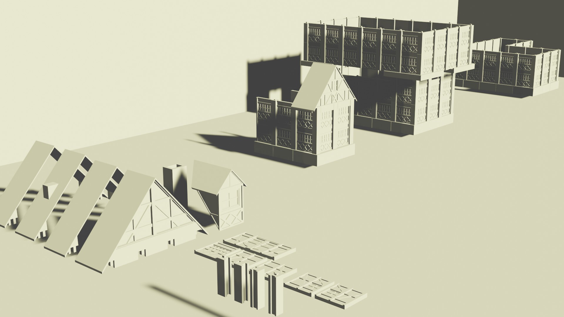 ArtStation - 3D modeling, modular building and Mustang