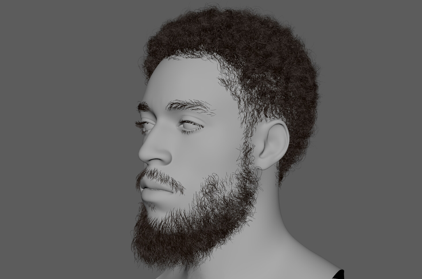 ArtStation - Realtime Xgen Groom Hair - Afro Fade with Facial Hair