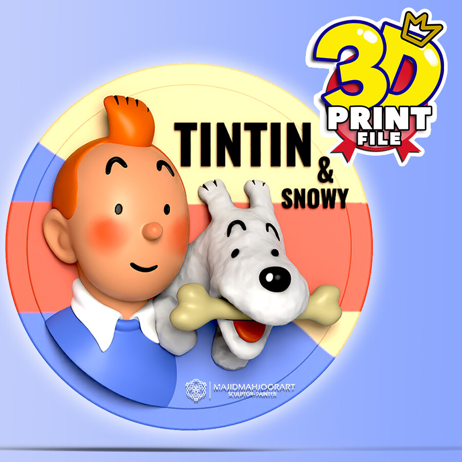 ArtStation - TINTIN and Snowy 3D Wall relief