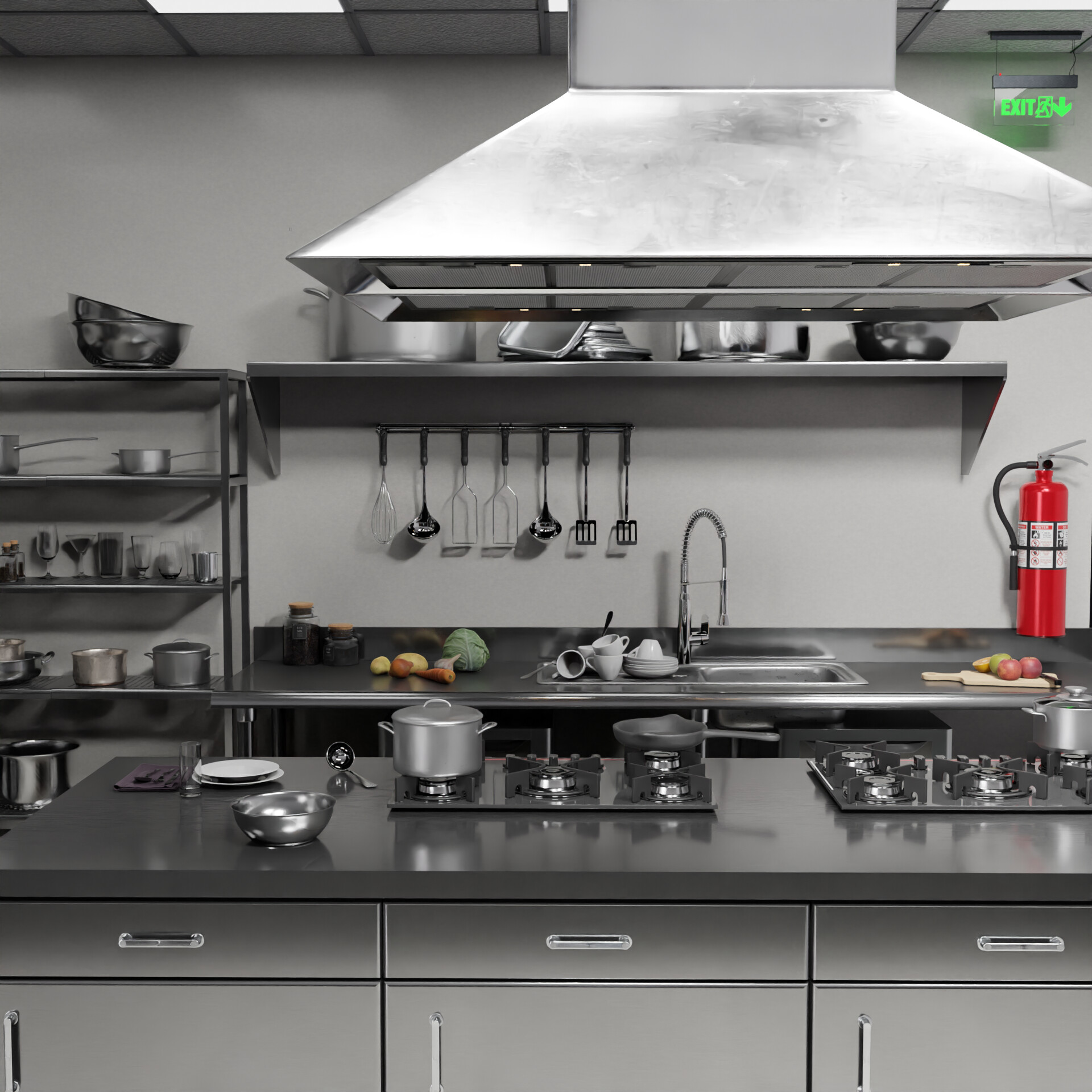 ArtStation - Stainless Steel Render Kitchen