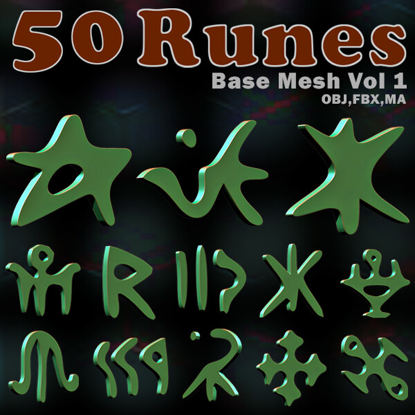 ArtStation - 50 Runes Base Mesh Vol 1