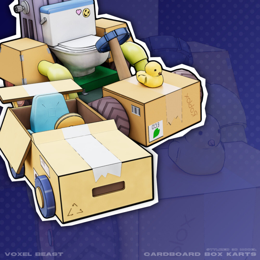 ArtStation - Stylized Cartoon Cardboard Box Karts