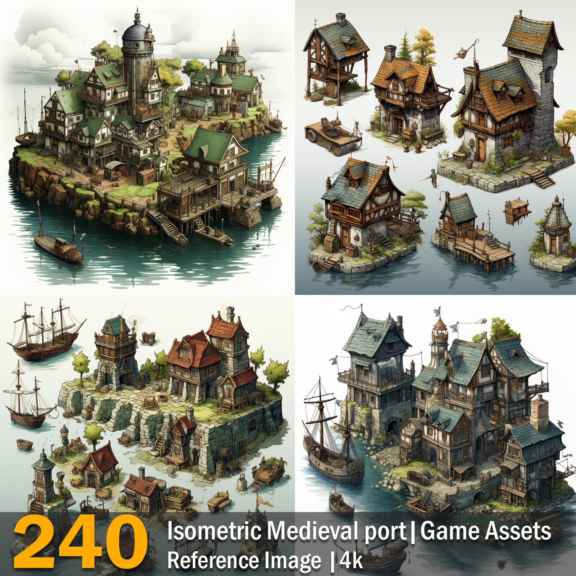 ArtStation - Isometric Medieval port | Game Assets | Reference Images | 4K