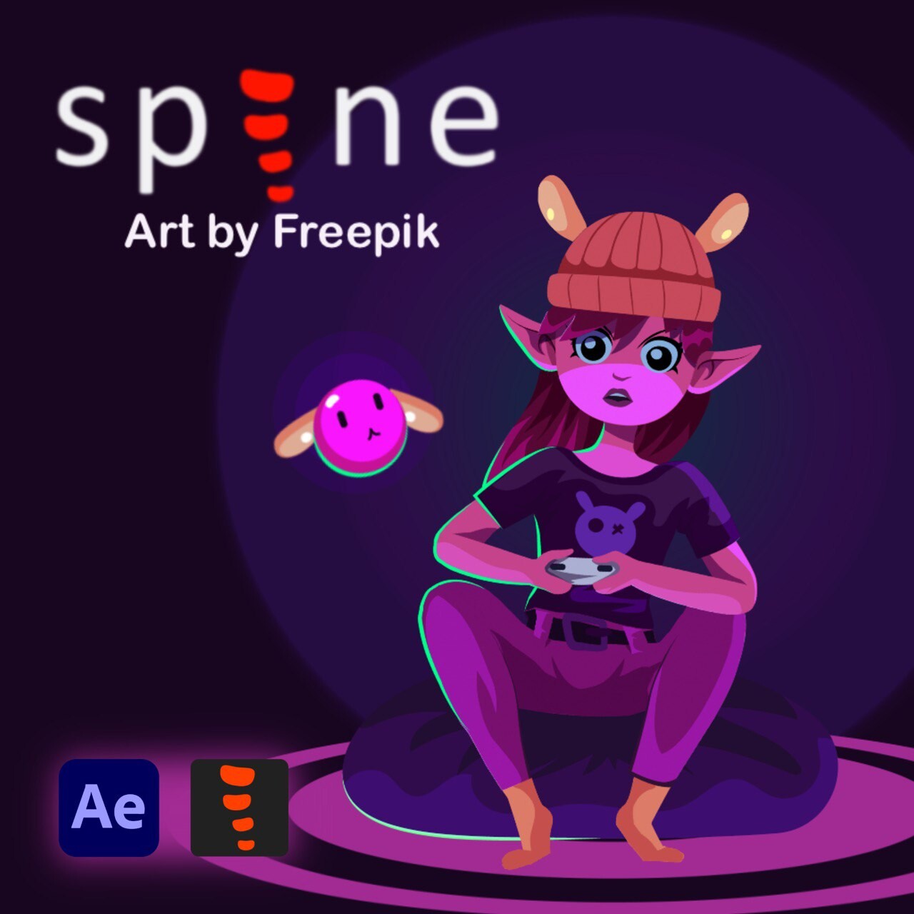 ArtStation - Game Girl 2D animation Spine and AfterEffects