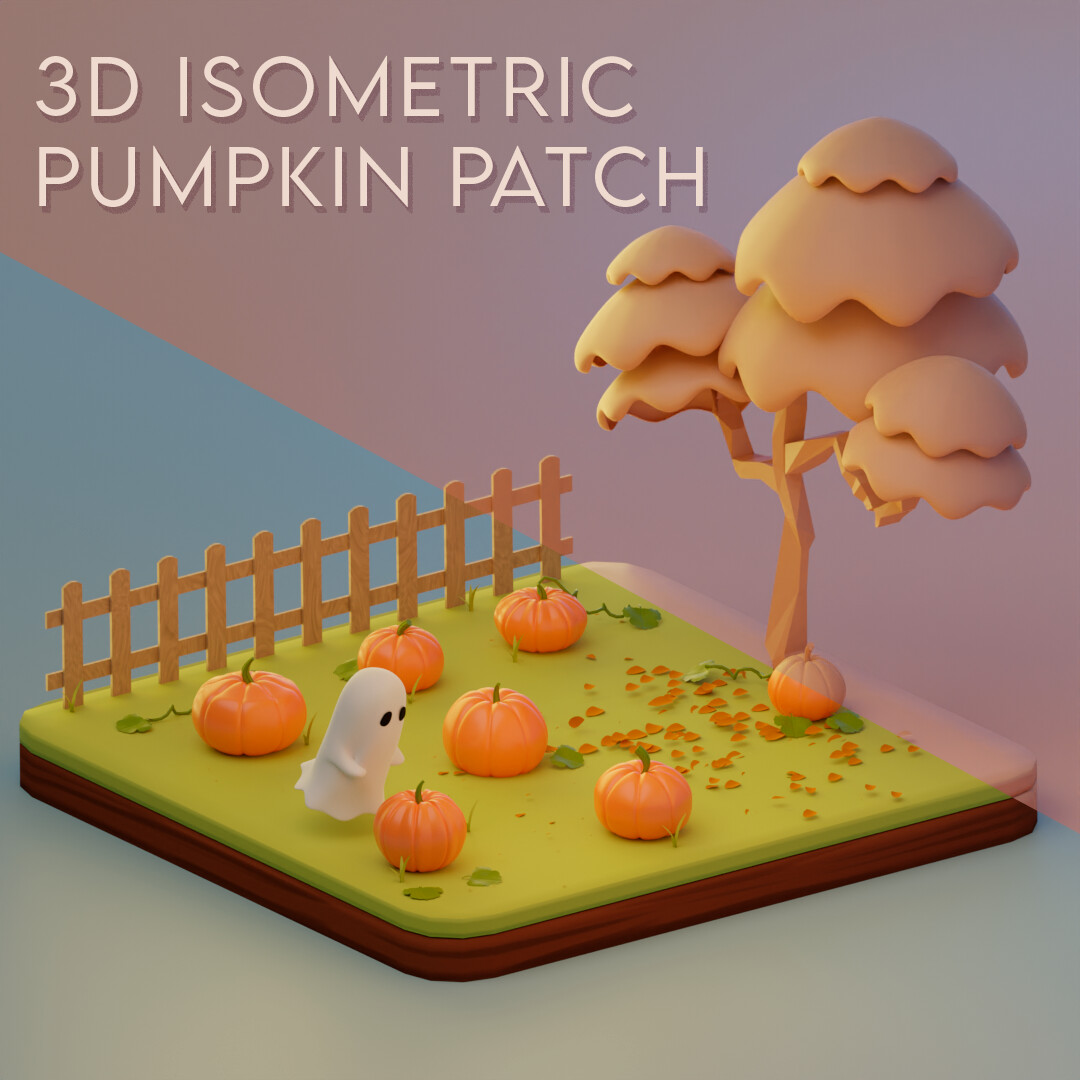 ArtStation - 3D isometric pumpkin patch