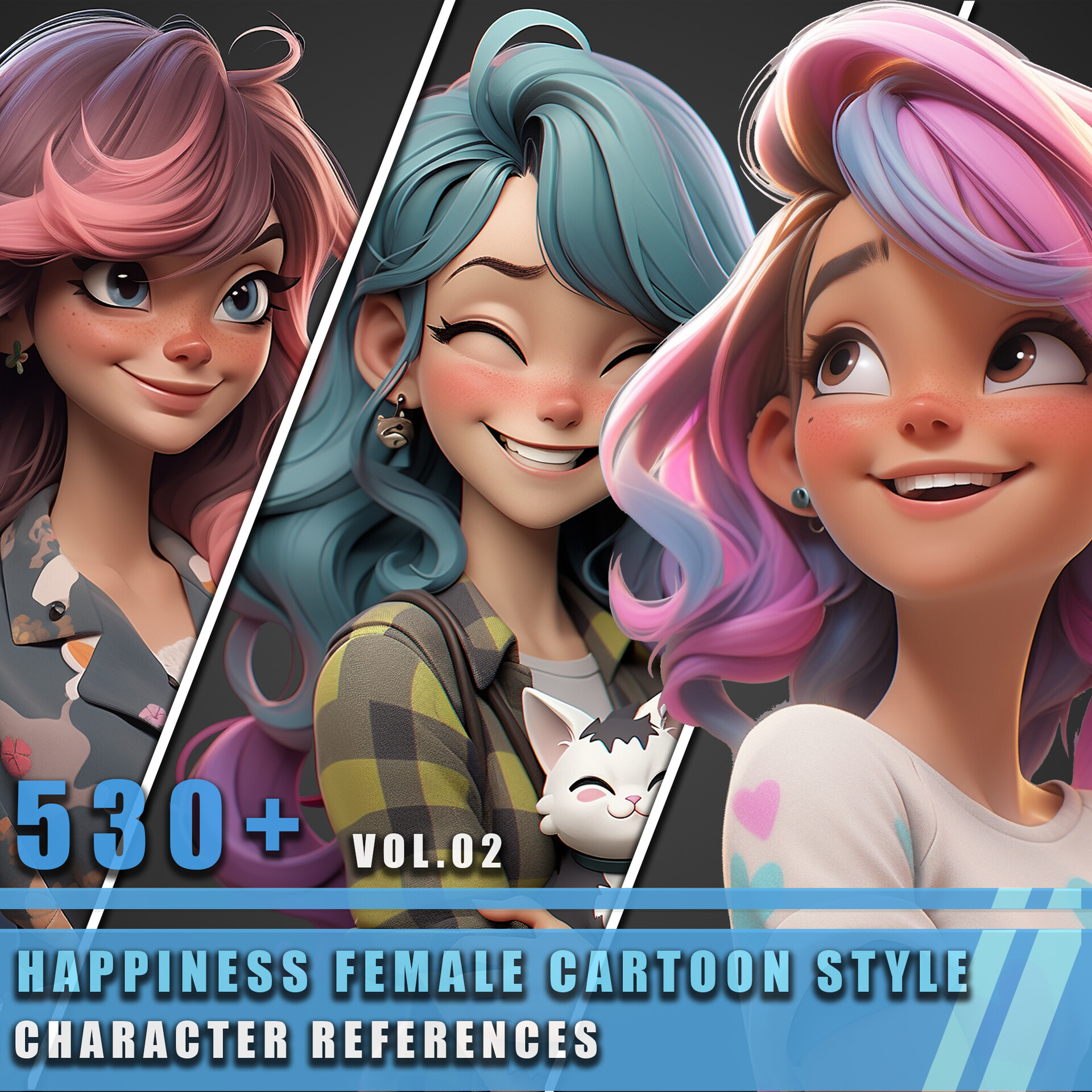 ArtStation - 530+ Happiness Female Cartoon Style - Character References ...