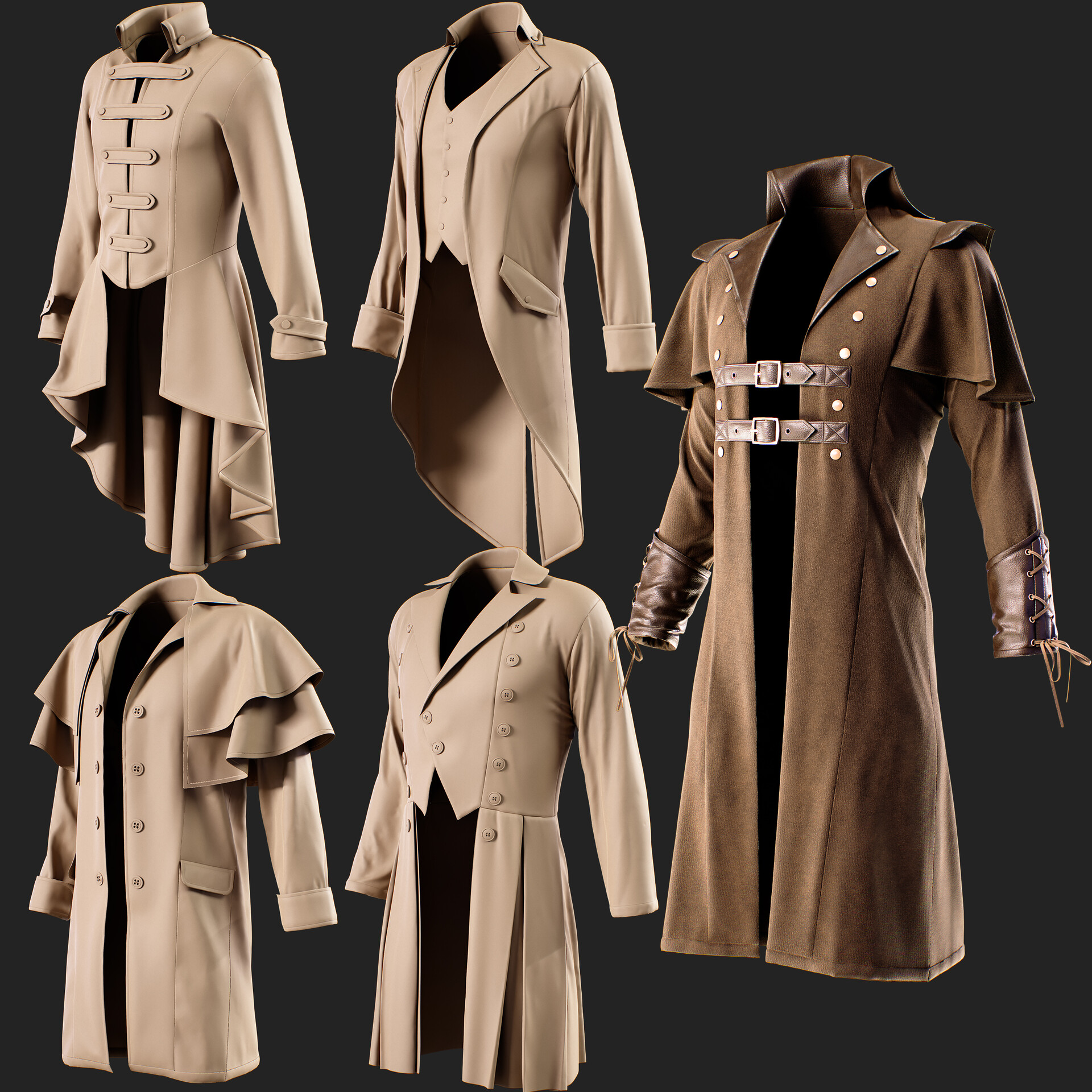 ArtStation - 5 Medieval Men's Coat/Marvelous Designer-Clo3D(ZPRJ + FBX ...