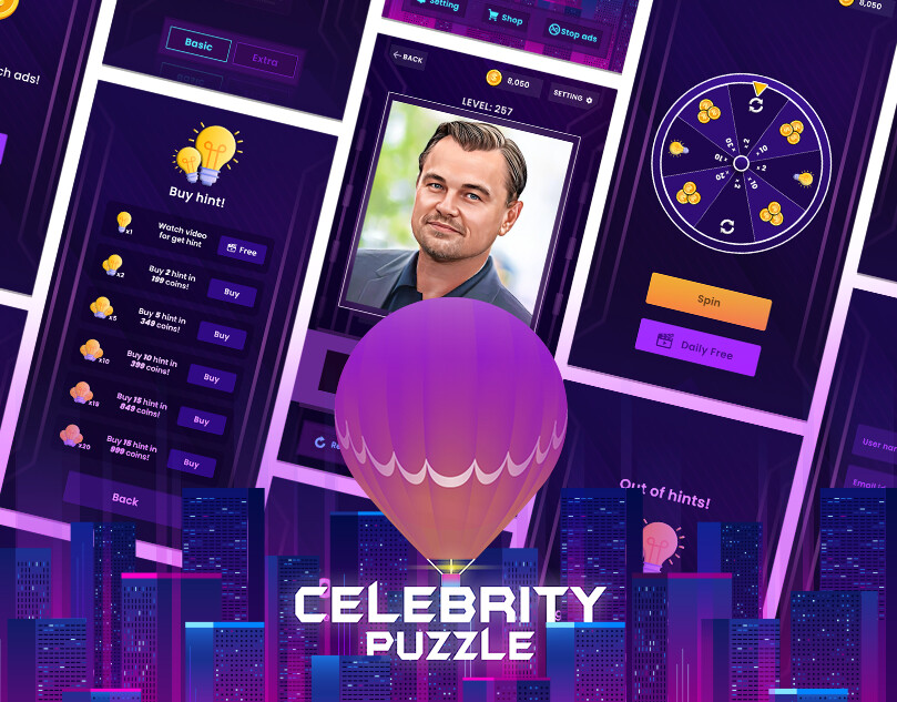 ArtStation - Celebrity Tangram Puzzle Neon Theme