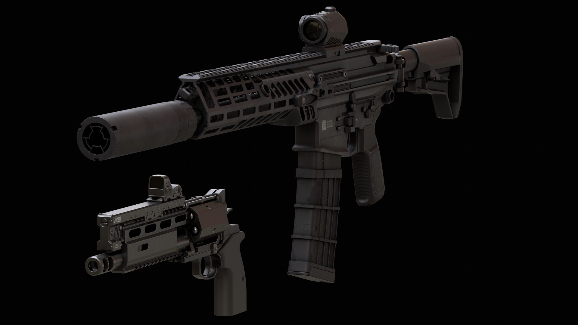 ArtStation - Game ready Revolver and Assault Rifle