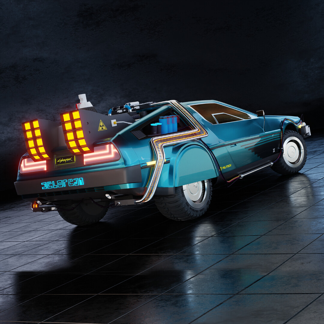 Victoria Kohan - DeLorean in the style of Cyberpunk 2077