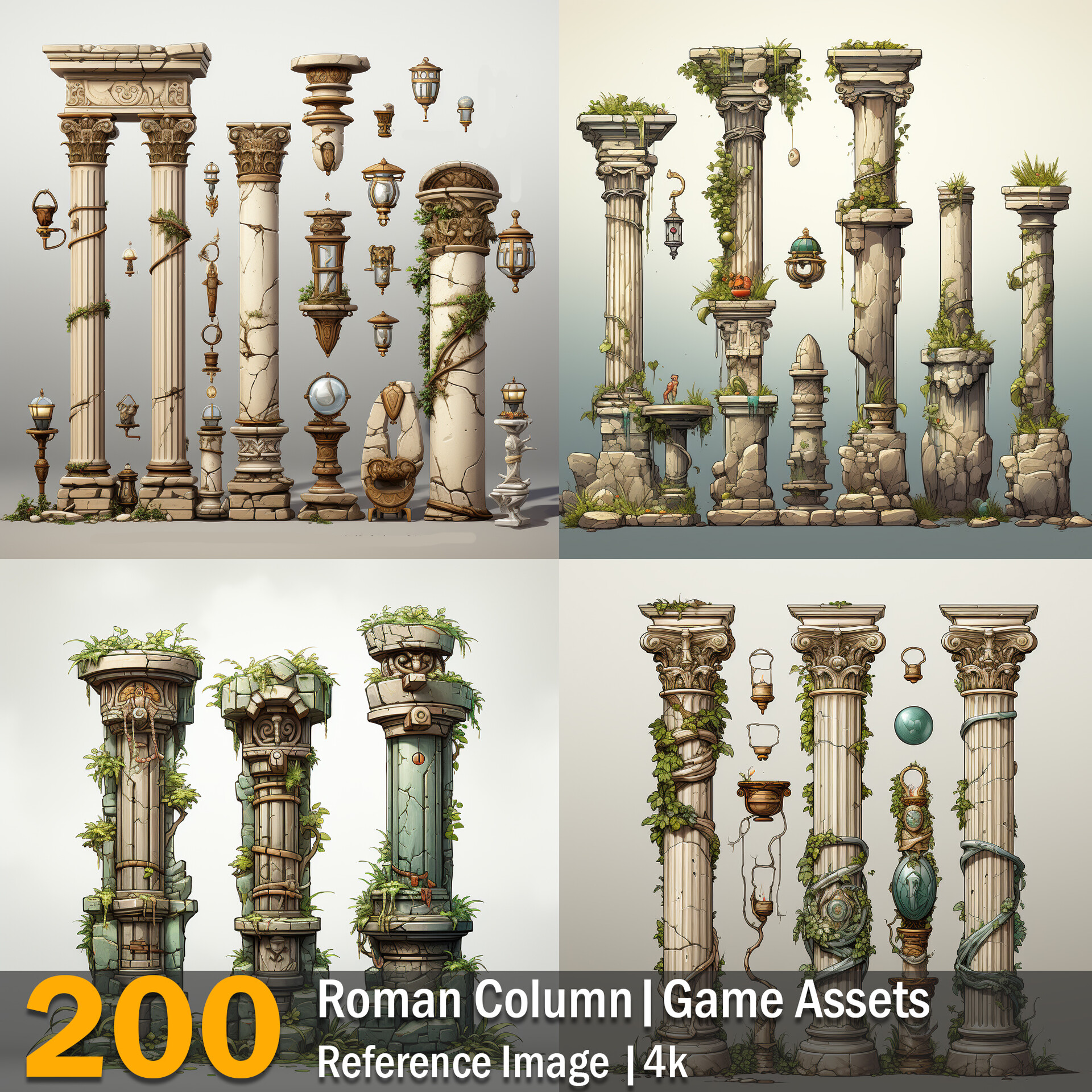 Lumière - Roman Column | Game Assets | Reference Images | 4K
