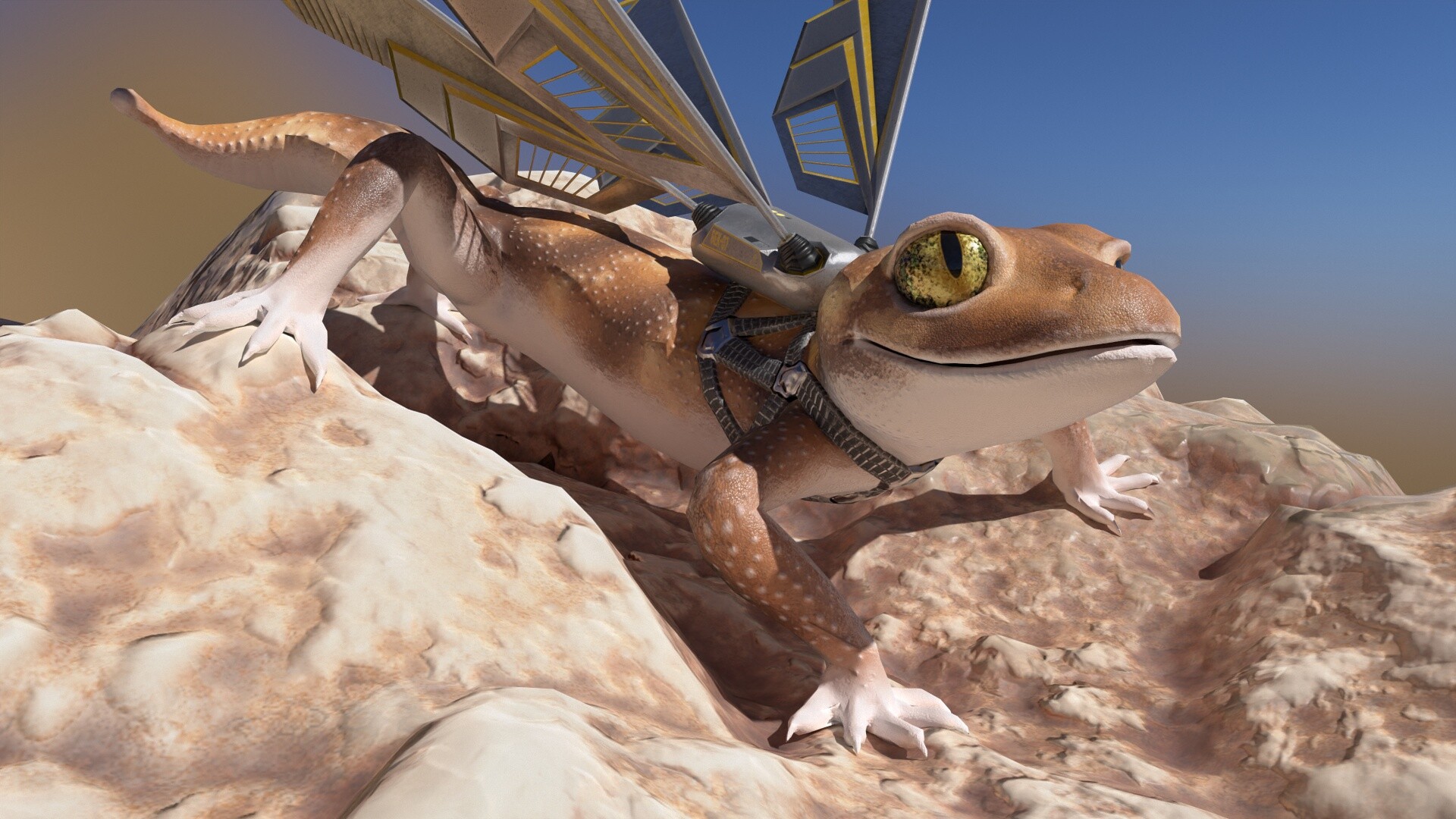 ArtStation - Knob-tailed gecko with mech wings (GEK-07)