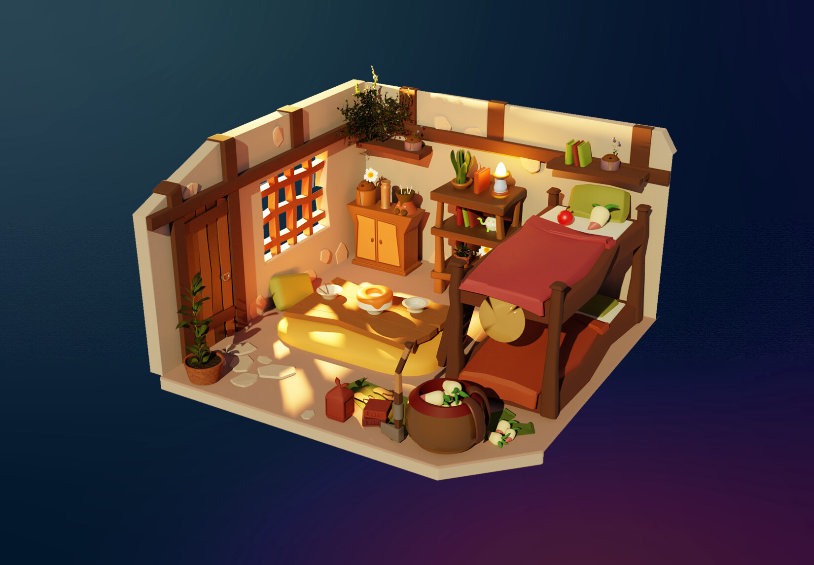 ArtStation - Stylized 3D House Diorama