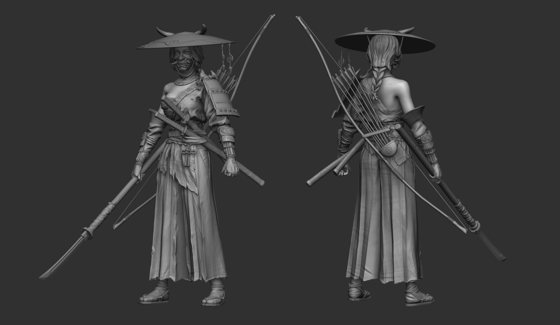 ArtStation - Female Samurai (WIP-HighPoly)