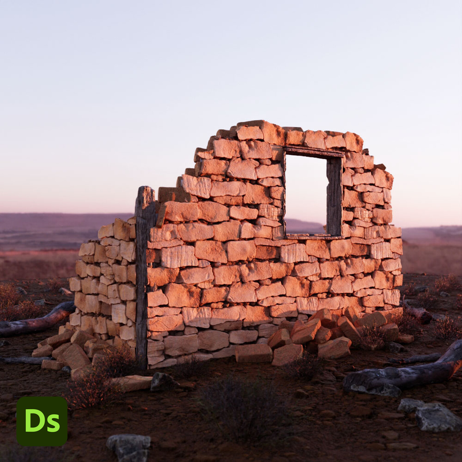 ArtStation - Stone Bricks Wall PBR Material