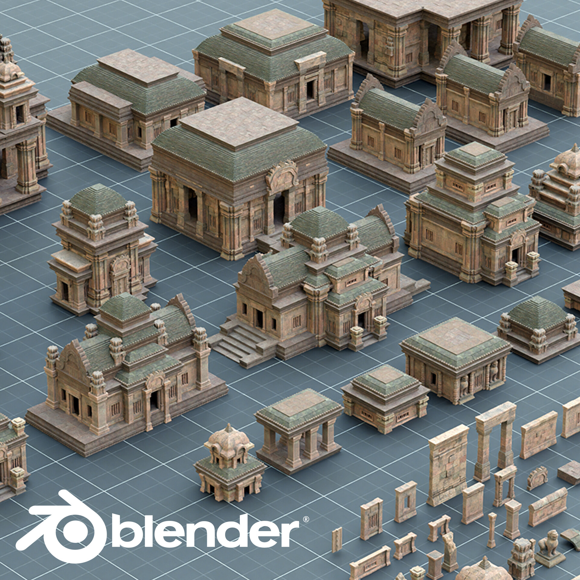 ArtStation - Ancient Temple Kitbash is released /.fbx /.obj/ .blend format
