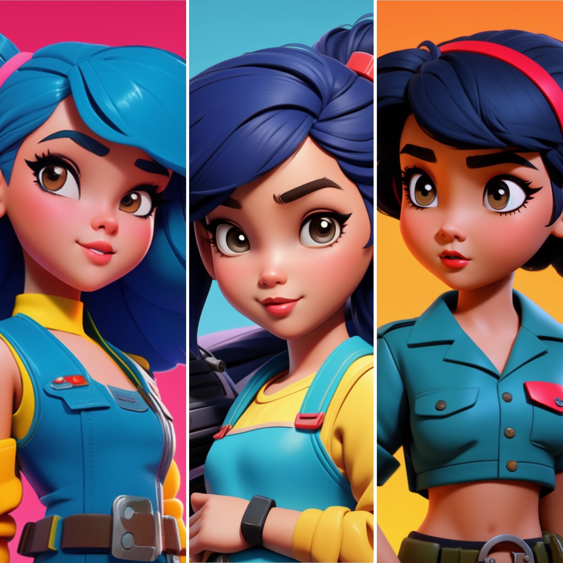 ArtStation - Cartoon blue-haired girl