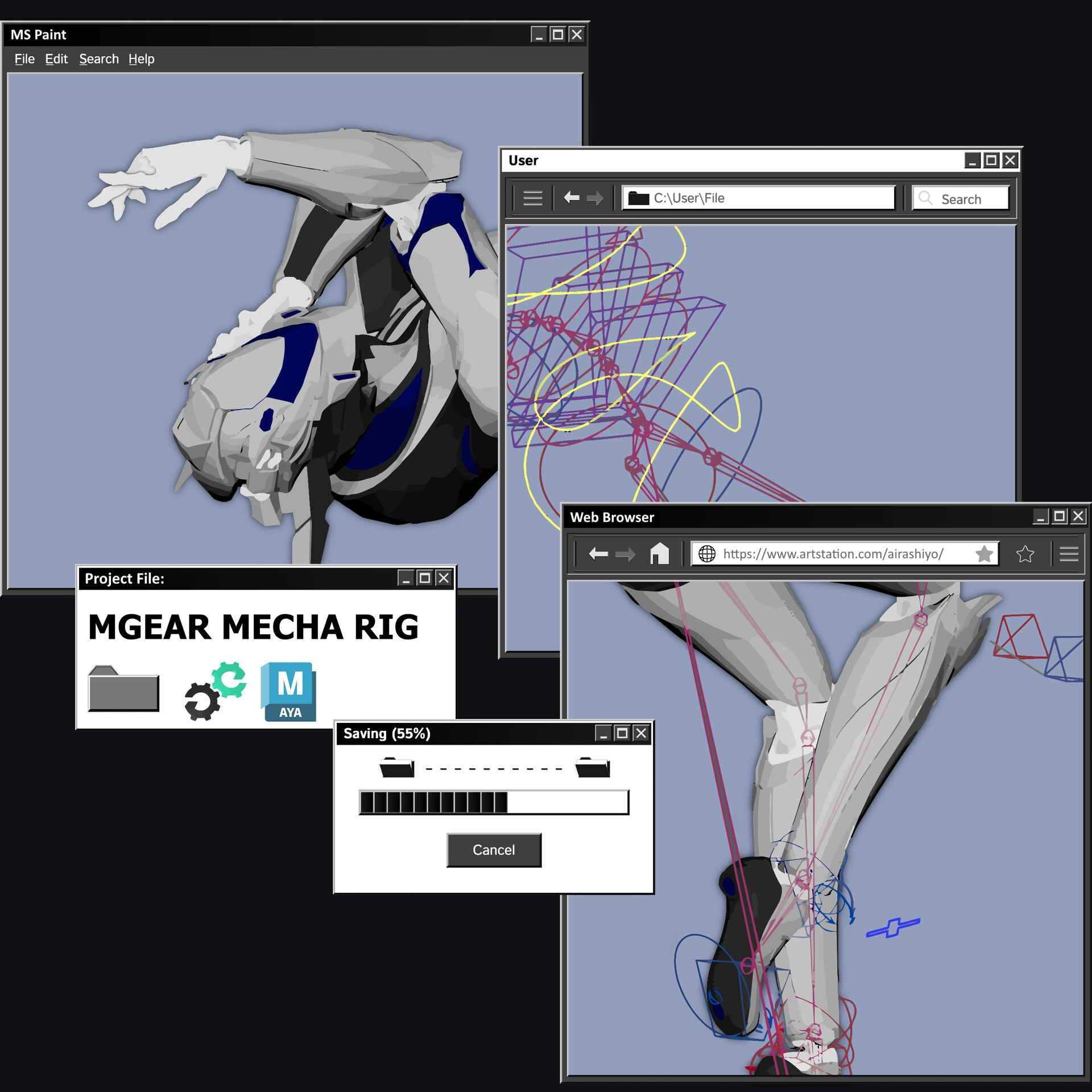 ArtStation - Mecha Chimera Rig | MGear Rig