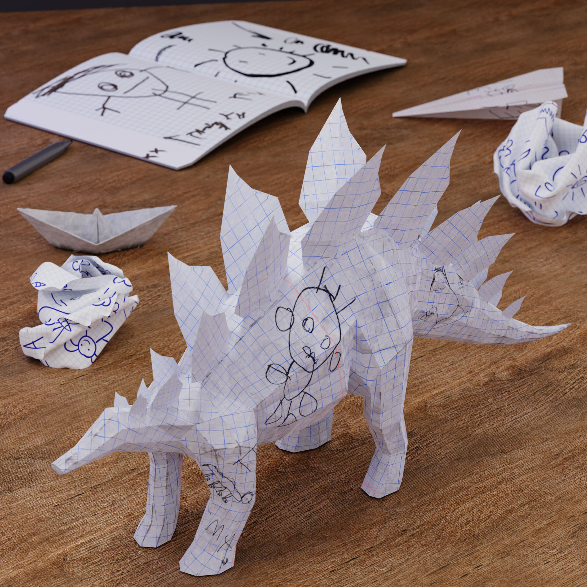 ArtStation - 3d paper Dino