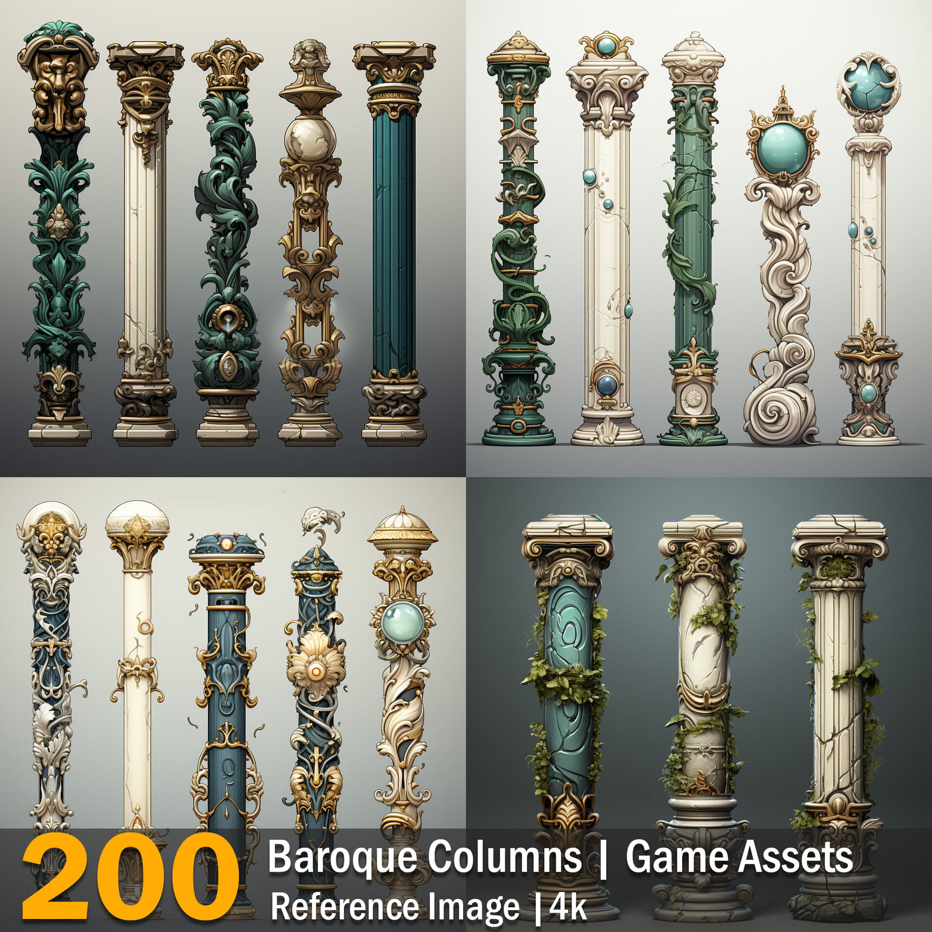 ArtStation - Baroque Columns | Game Assets | Reference Images | 4K