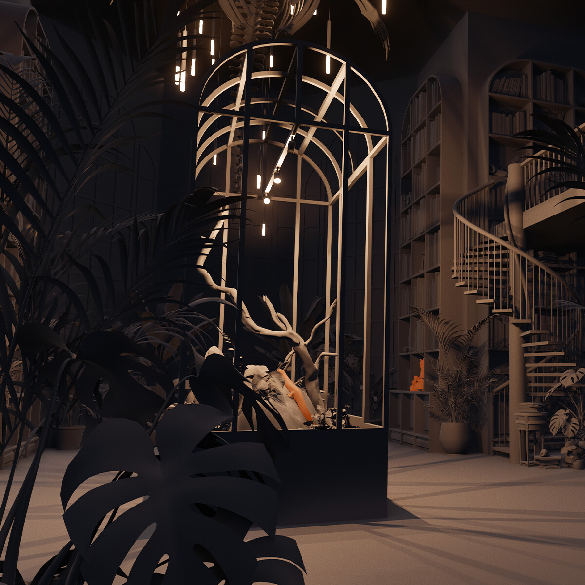 ArtStation - Library Of Curiosities (concept — game design — whiteboxing)