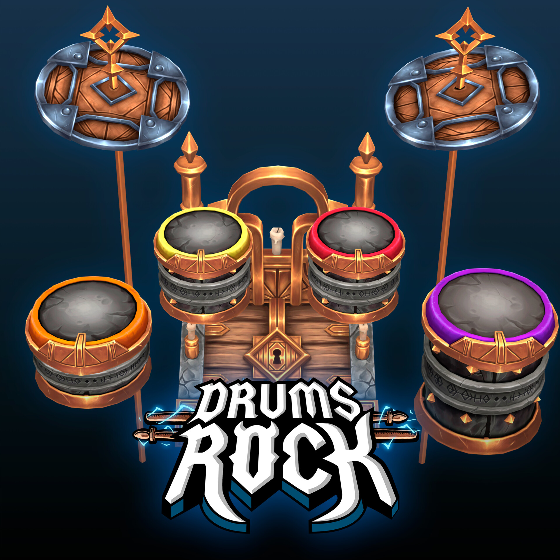 ArtStation - Demeo collaboration drumset - Drums Rock