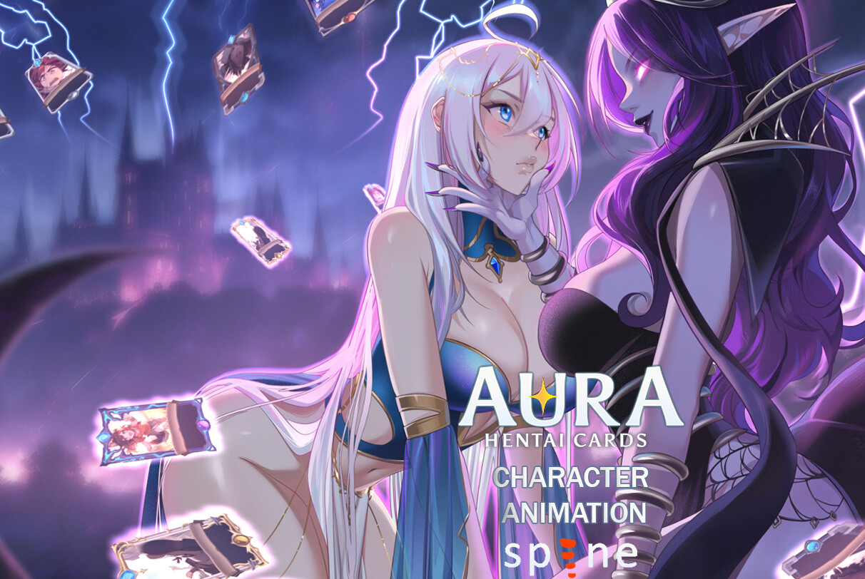 ArtStation - AURA: HENTAI CARDS. Spine 2d character animation.
