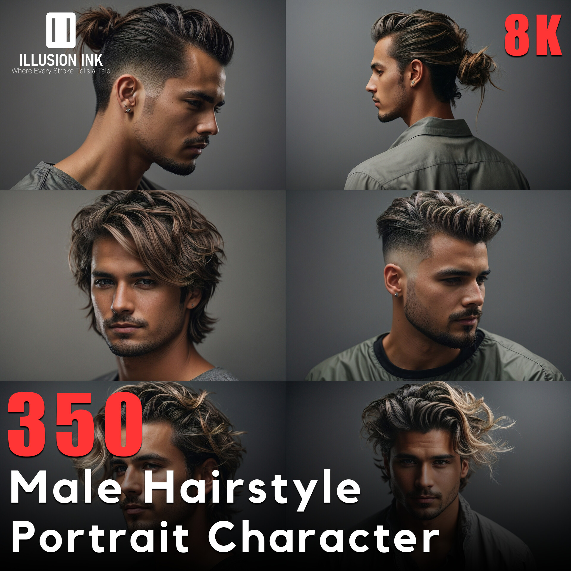 ArtStation - 350 Male Hairstyle Portrait Character References | 8K