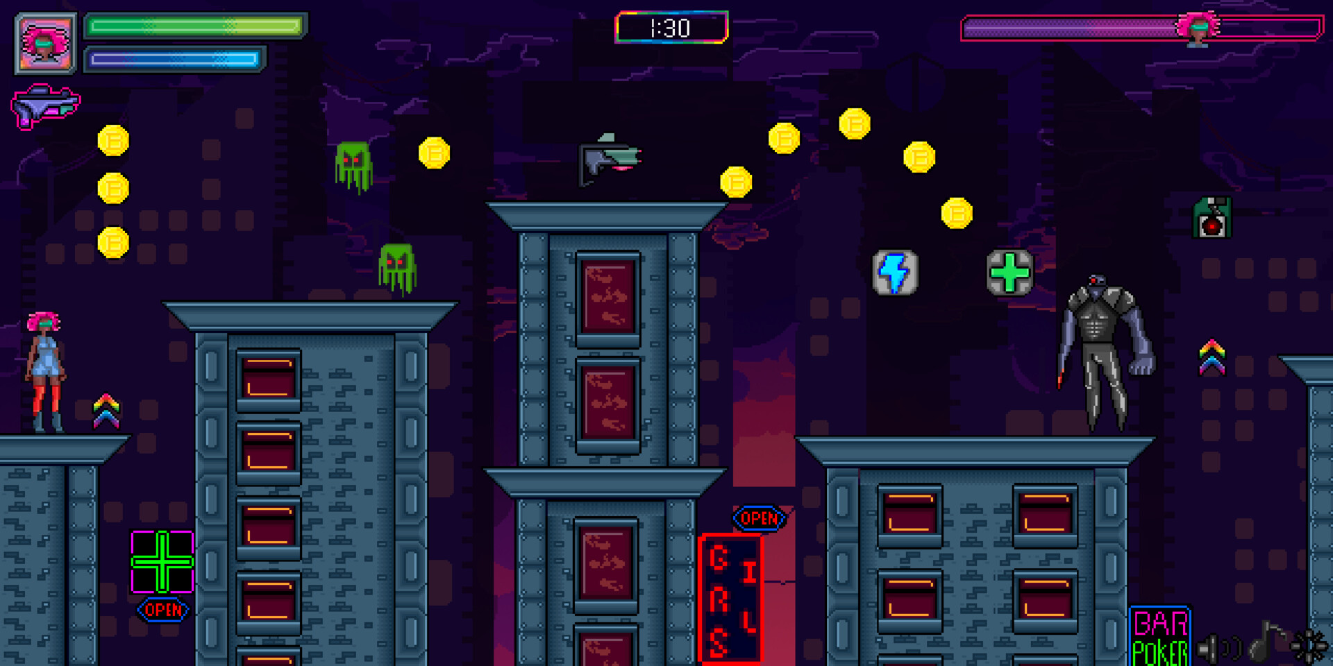 ArtStation - 2D Pixel Cyberpunk platformer project.