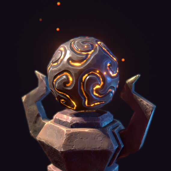 ArtStation - 화염구 석상(Fireball statue)