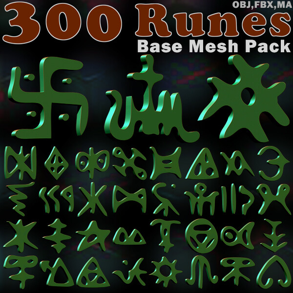 ArtStation - 300 Runes Base Mesh Pack