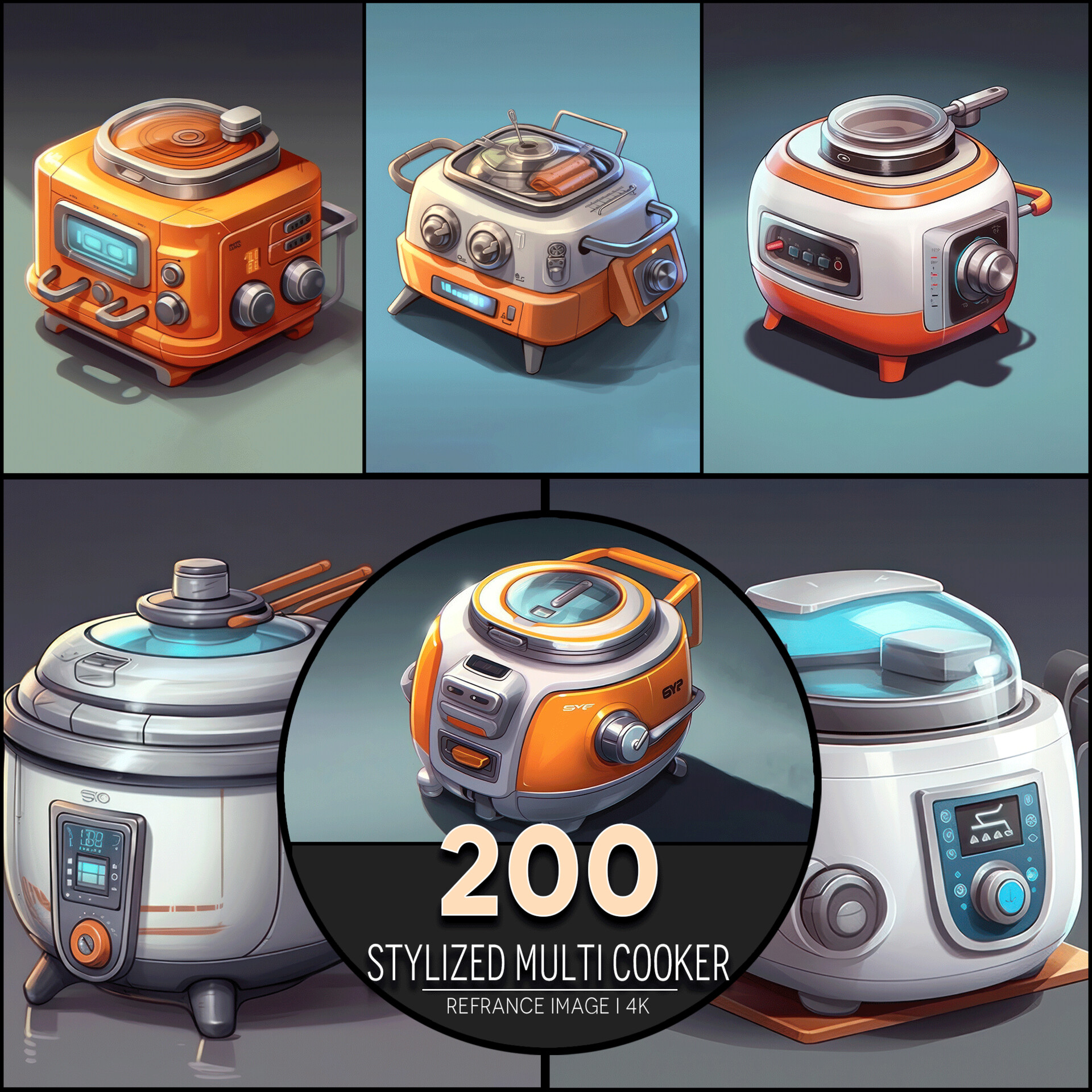Pixel Ref - Stylized Multi Cooker 4K Reference/Concept Images