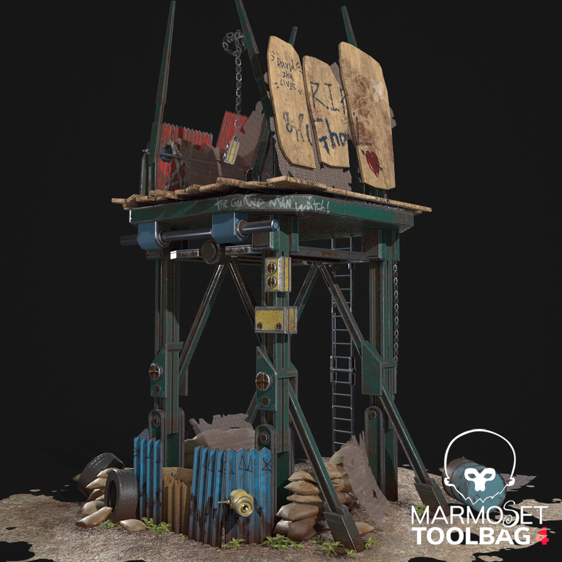 ArtStation - Post-apocalyptic and Fallout style Guard tower