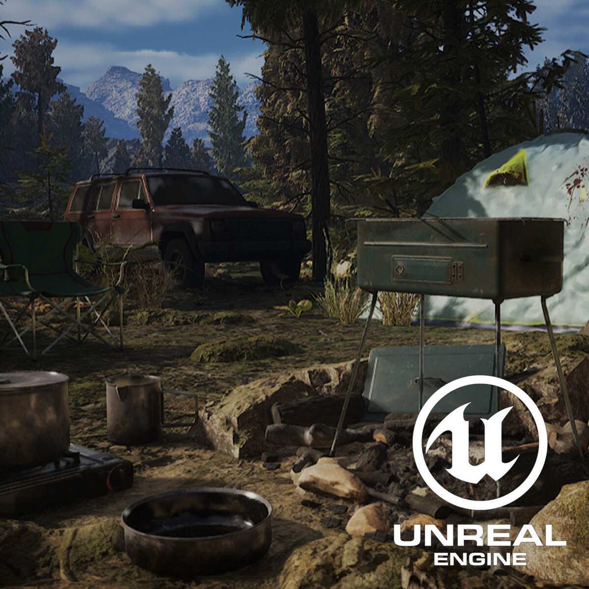 ArtStation - Mountain Camping Game Scene and Lighting Variations