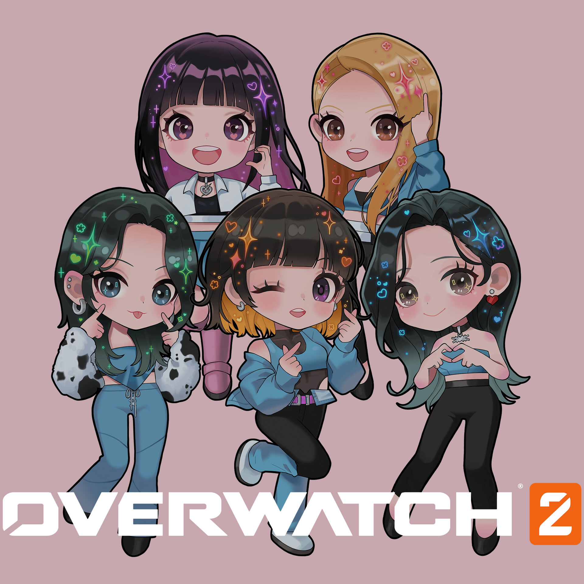 ArtStation - OVERWATCH & LE SSERAFIM Collaboration - Chibi characters