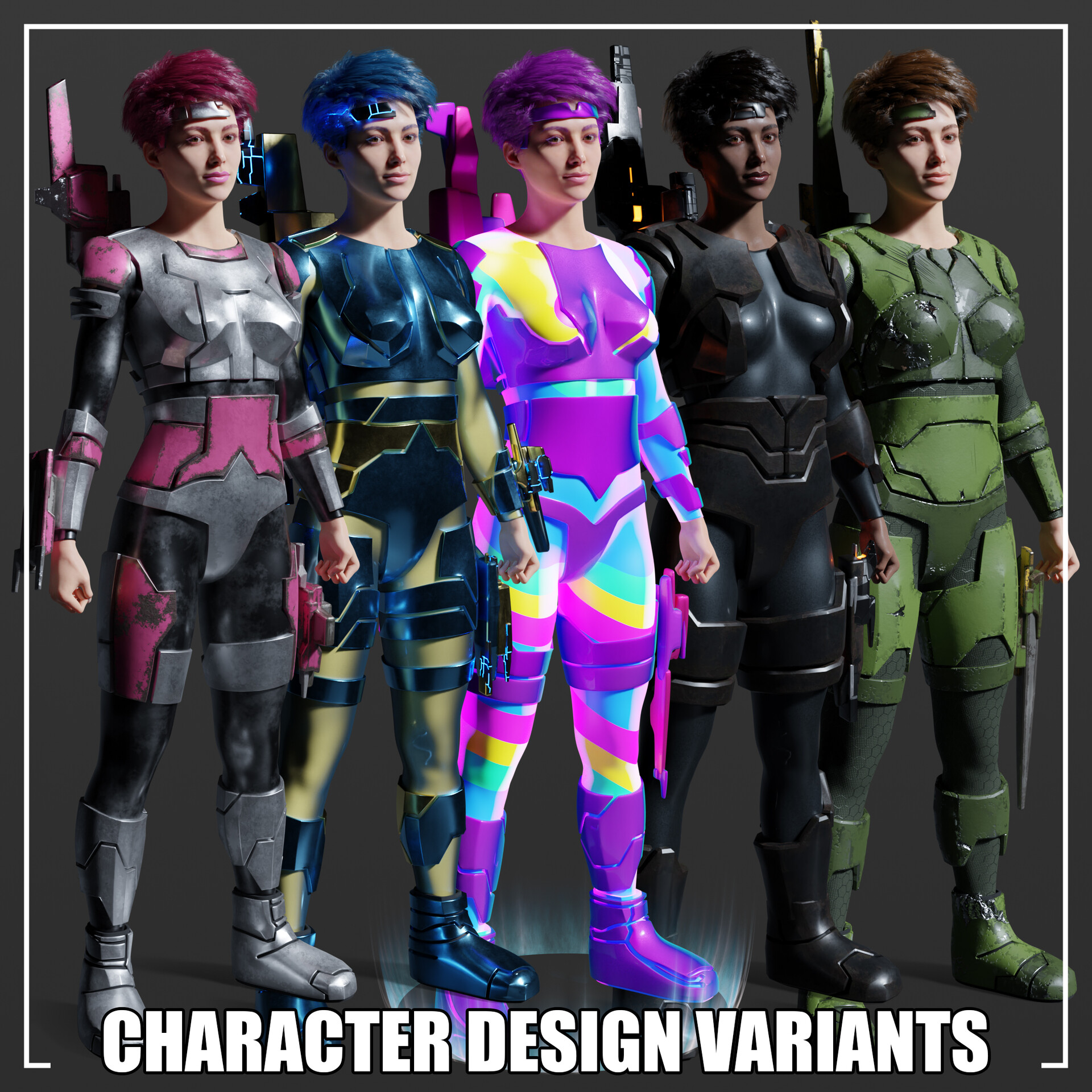 ArtStation - 3D female character design variants / Blender - Cycles